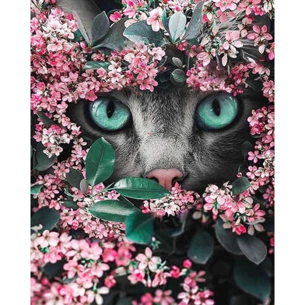 Kattögon bland blommor | Diamond painting – Diamond Painting Sweden